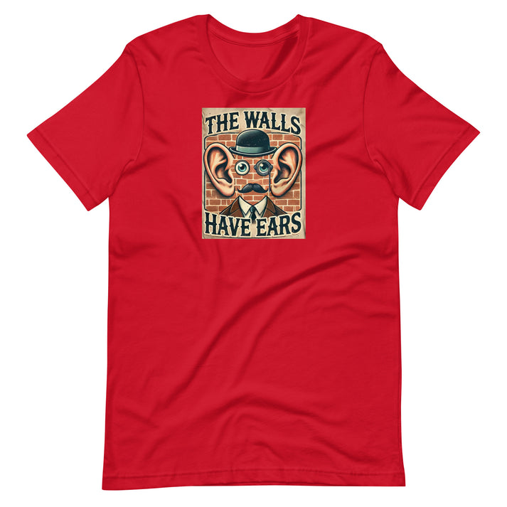 Funny “The Walls Have Ears” Idiom T-Shirt – Big-Eared Cartoon Wall Des ...