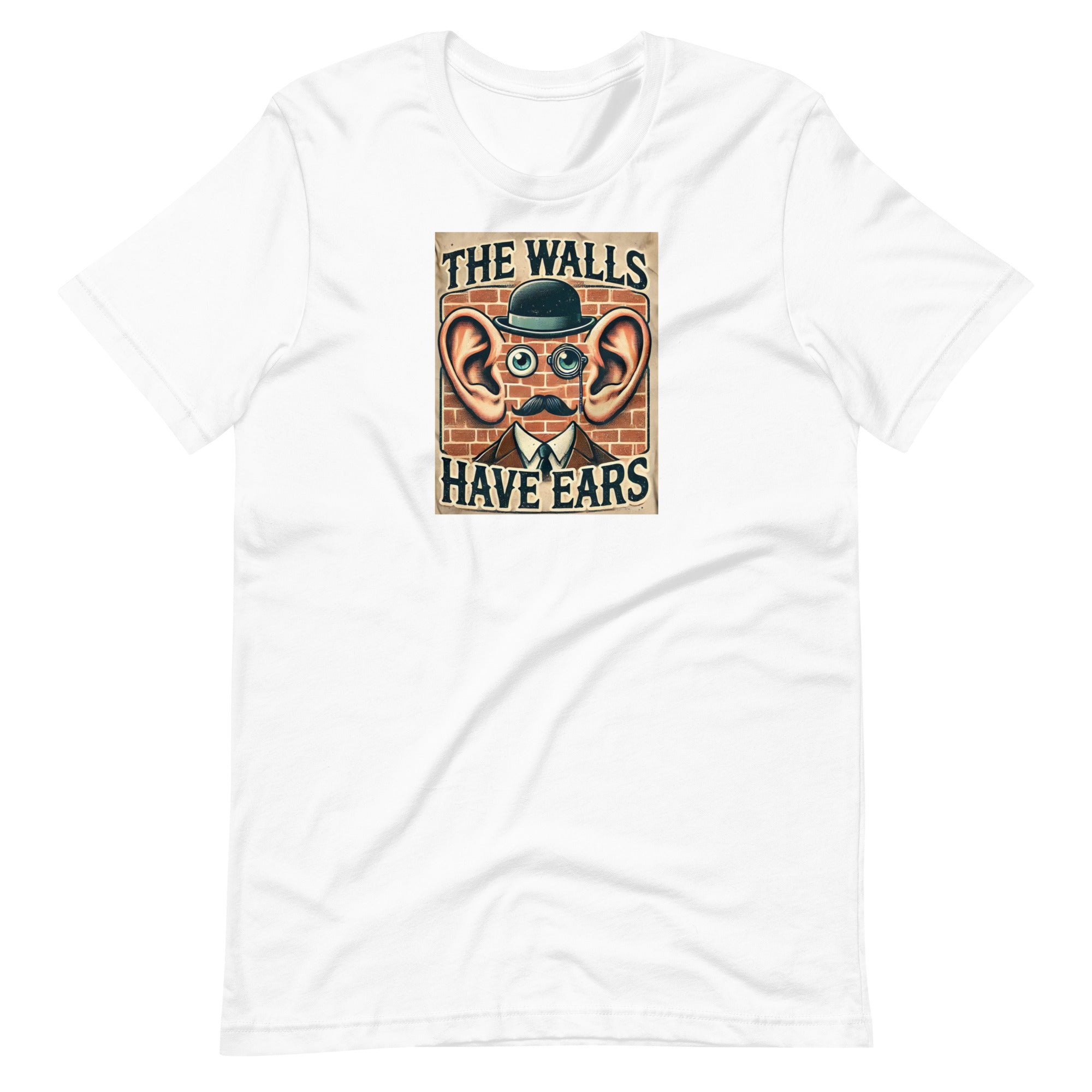 Funny “The Walls Have Ears” Idiom T-Shirt – Big-Eared Cartoon Wall Des ...